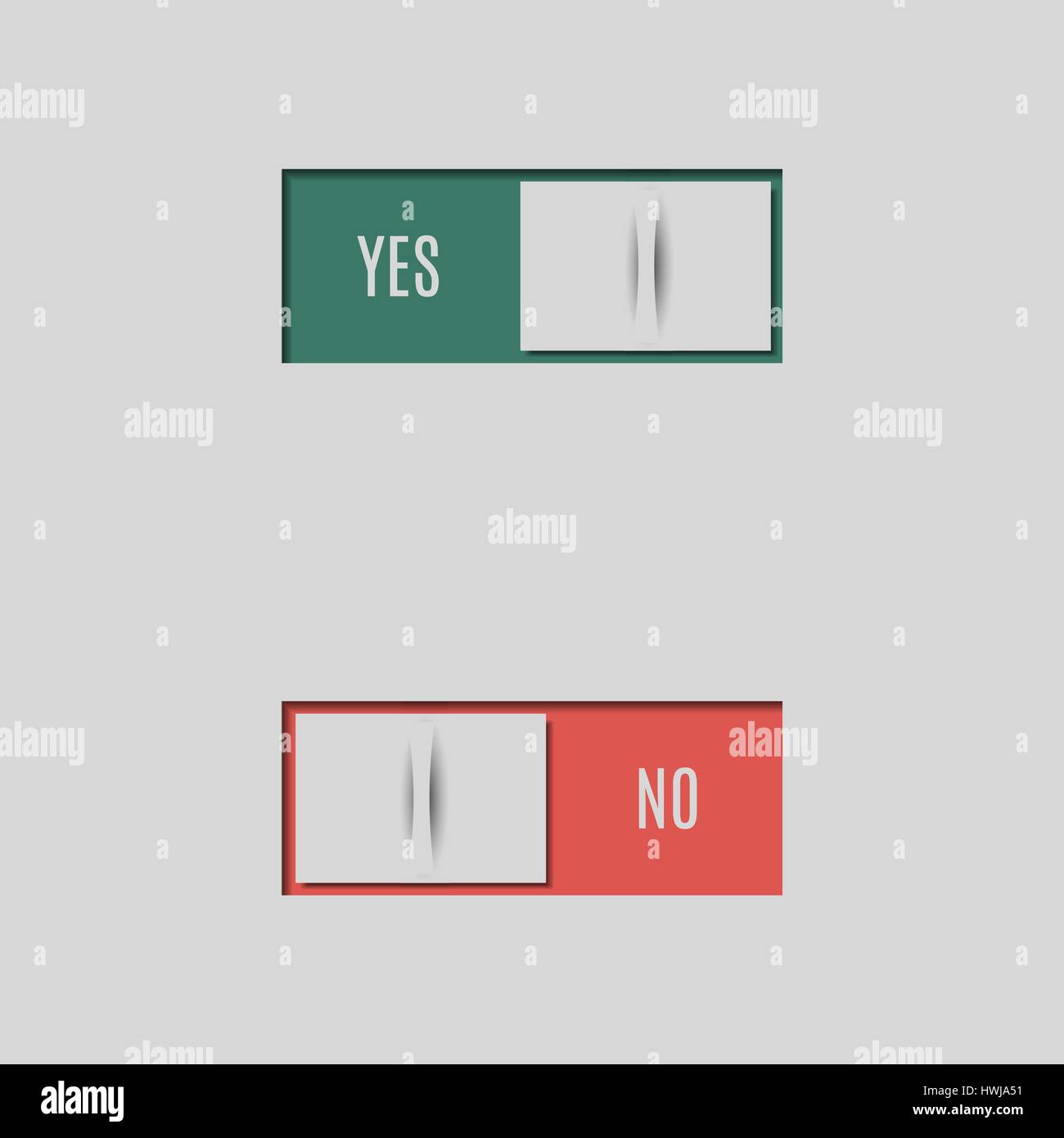 Set of different buttons and switches, web interface design elements isolated on white ...