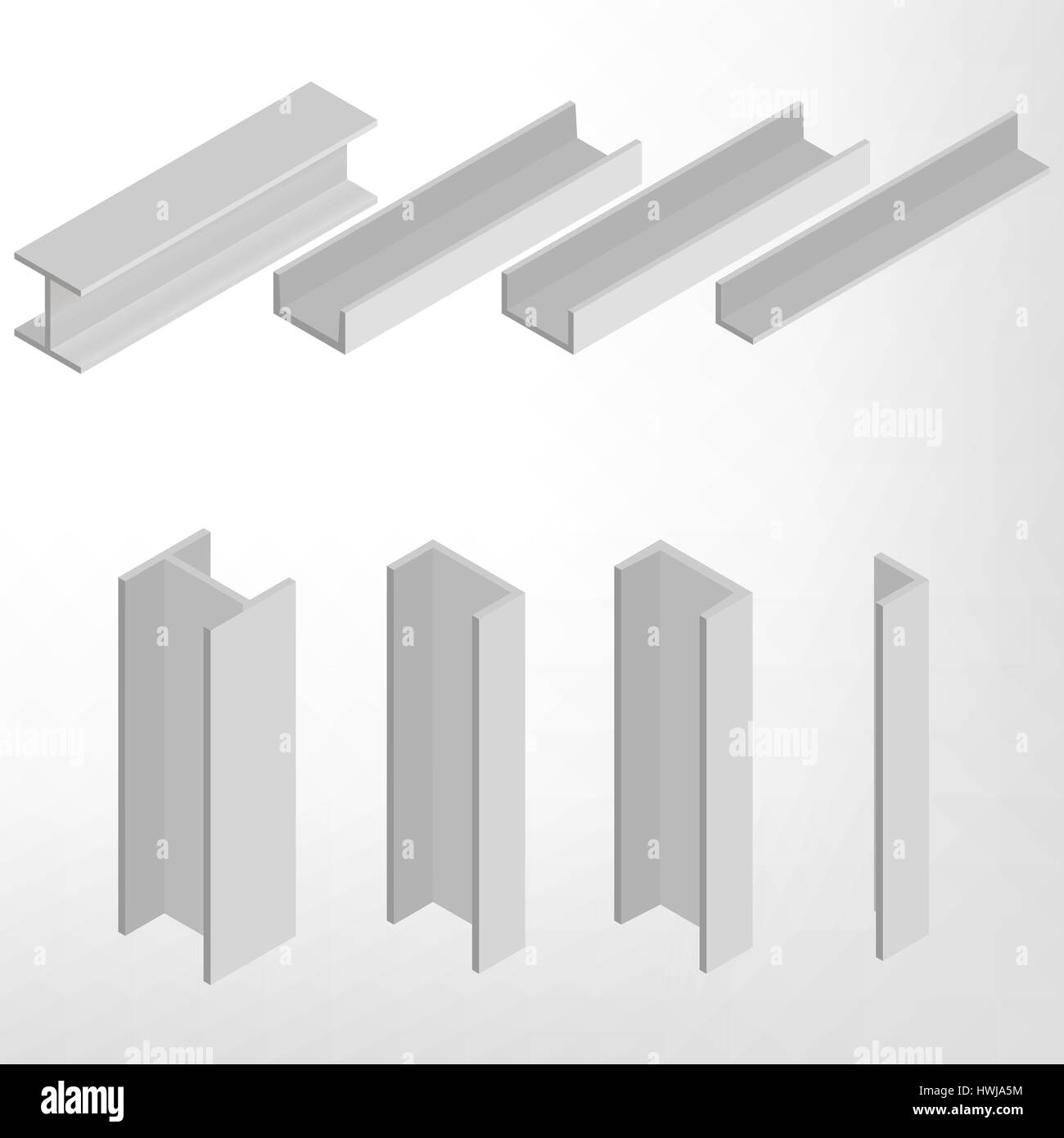 Steel beam isolated on white background. Design elements for the ...