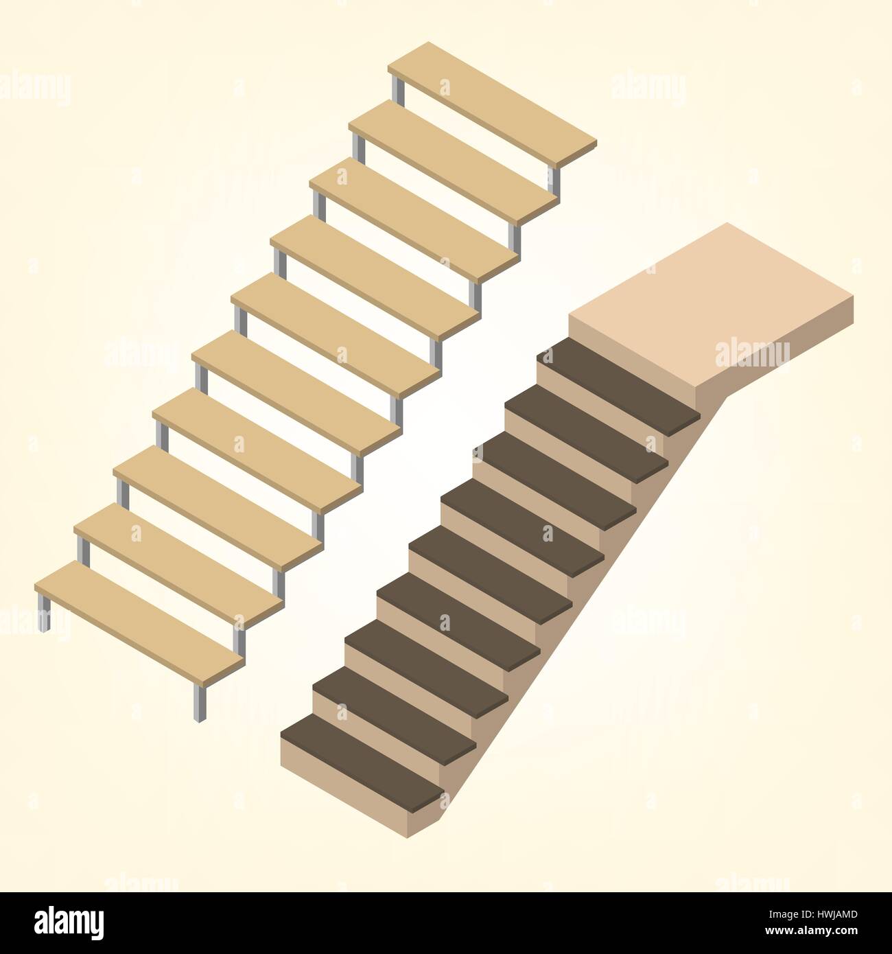Flight of stairs isolated on white background. Element of design the ...