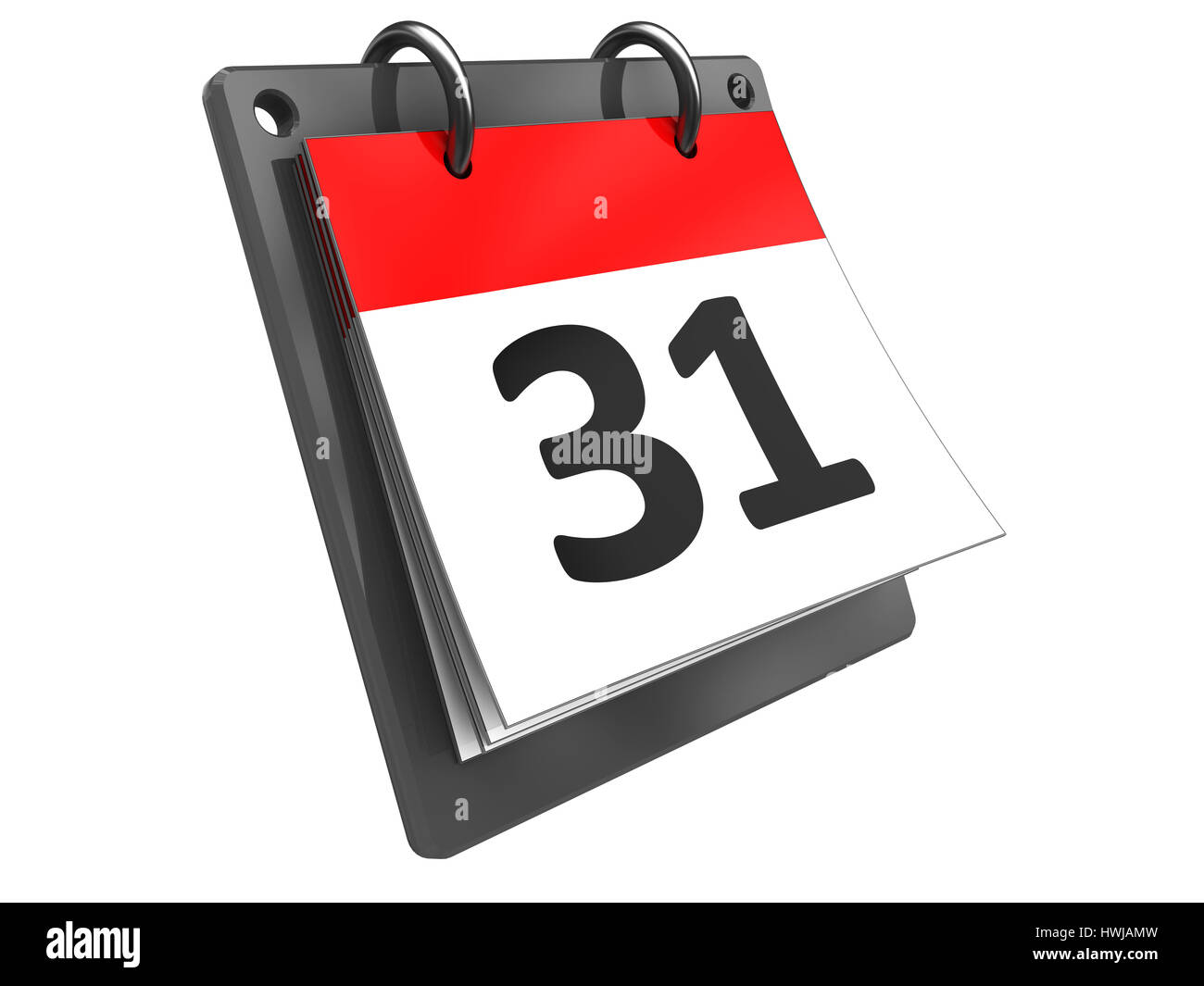 3d illustration of isolated calendar with end of month Stock Photo - Alamy