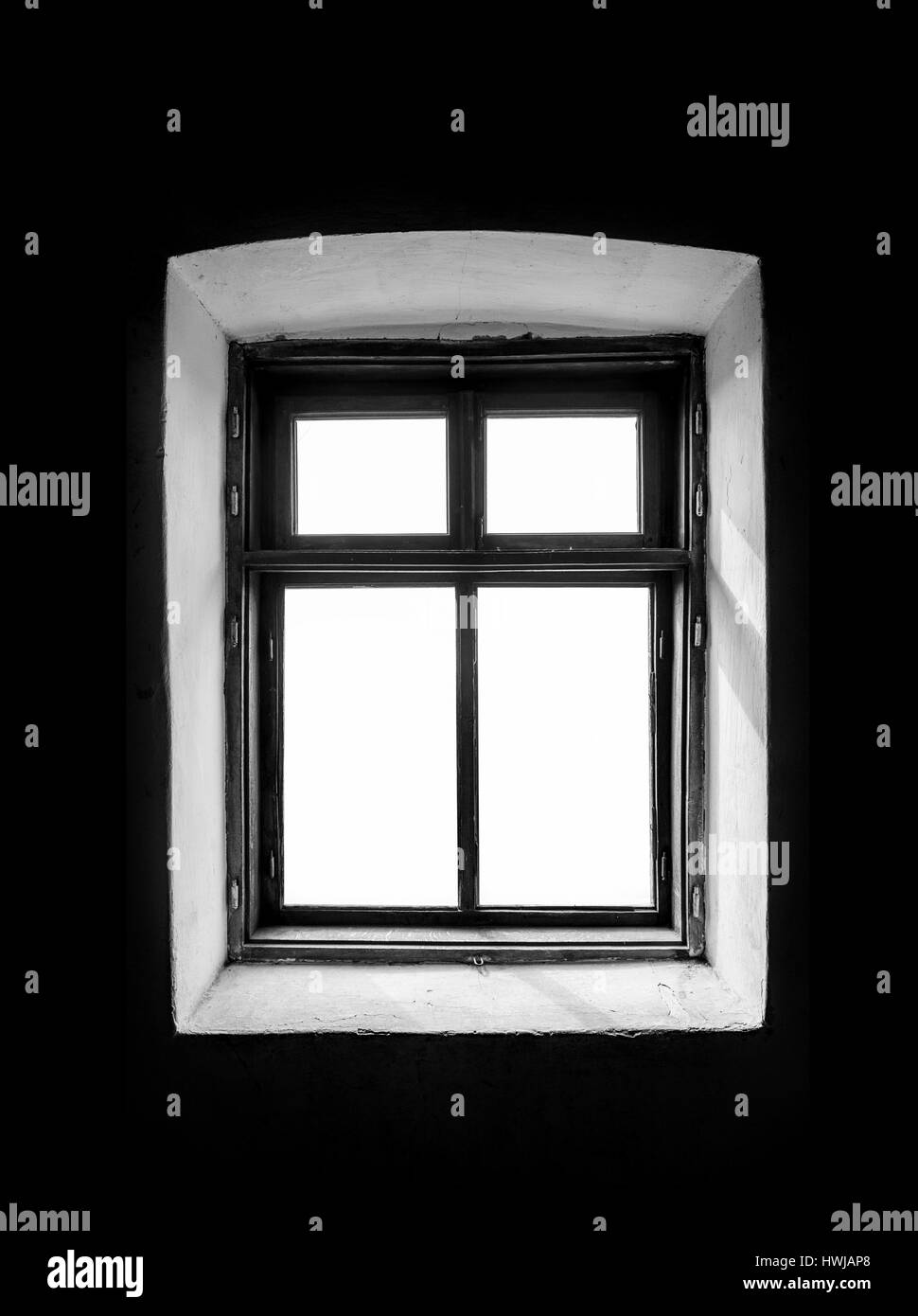 Vintage window in the dark old room Stock Photo - Alamy
