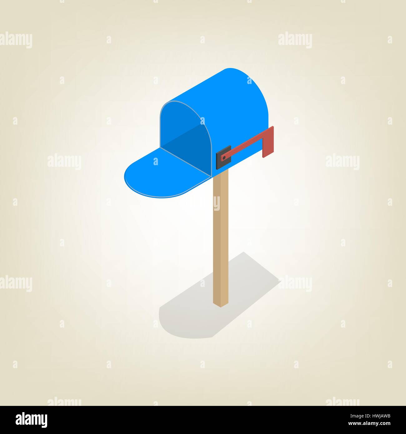 American colored mailbox isolated on white background. Flat 3D ...