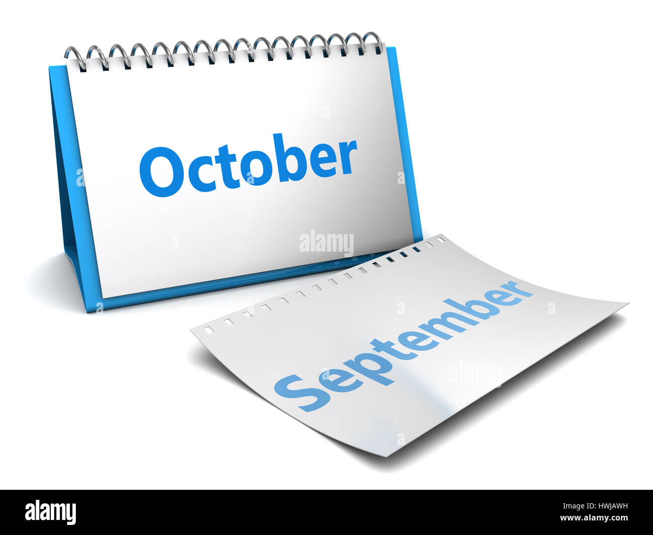 3d illustration of folding calendar with october month page Stock Photo ...