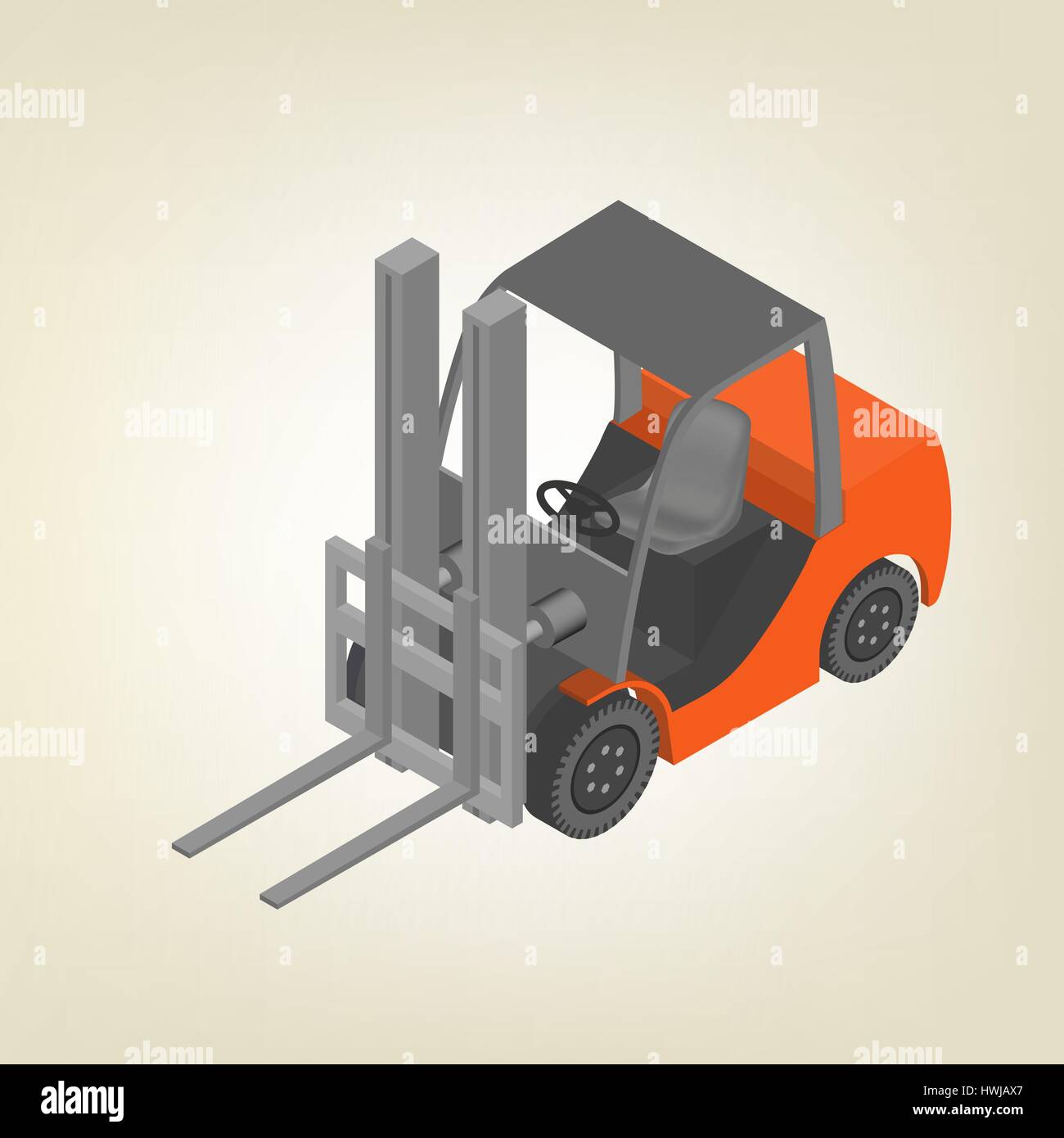 Icon forklift, isolated on white background. Flat 3D isometric style ...