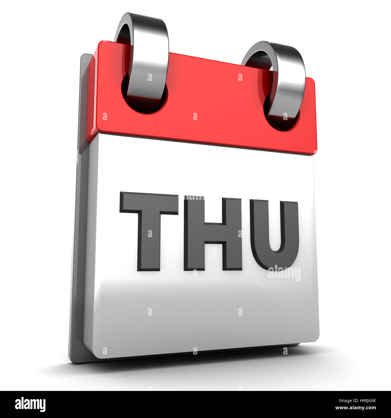 3d illustration of thursday calendar page Stock Photo - Alamy