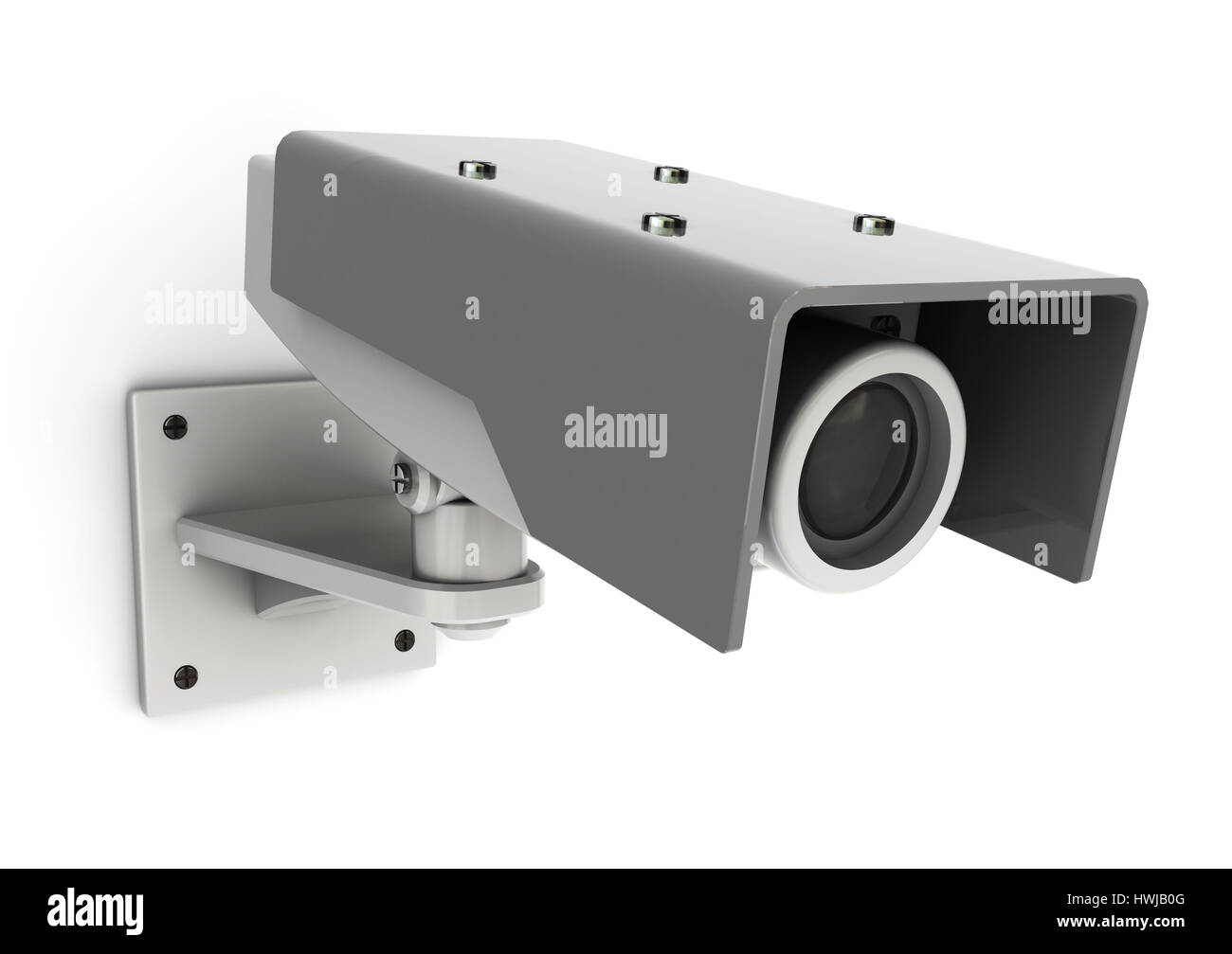 3d illustration of generic security camera mounted on white wall Stock ...