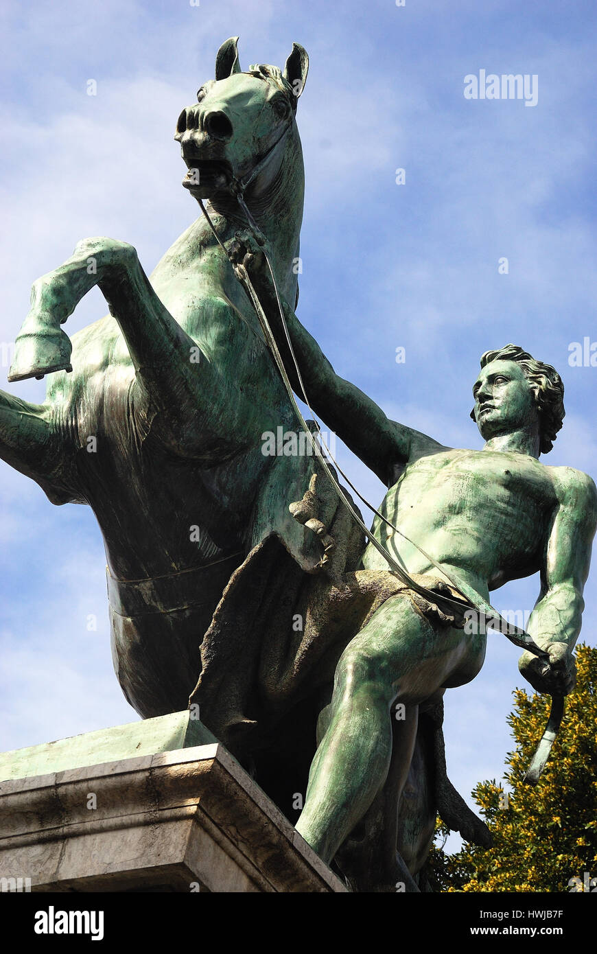 Naples, Italy. The Bronze Horses or Russian Horses are two monumental ...