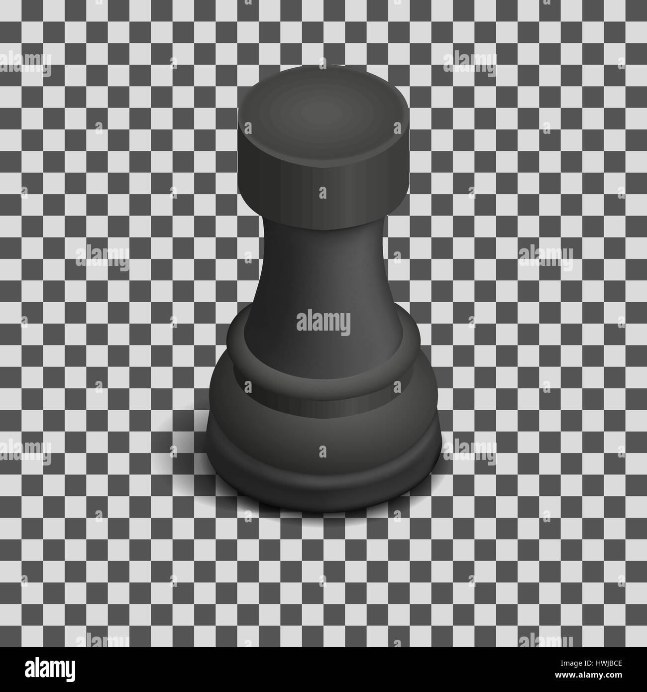 Photo realistic black rook chess piece. 3D isometric style, vector ...