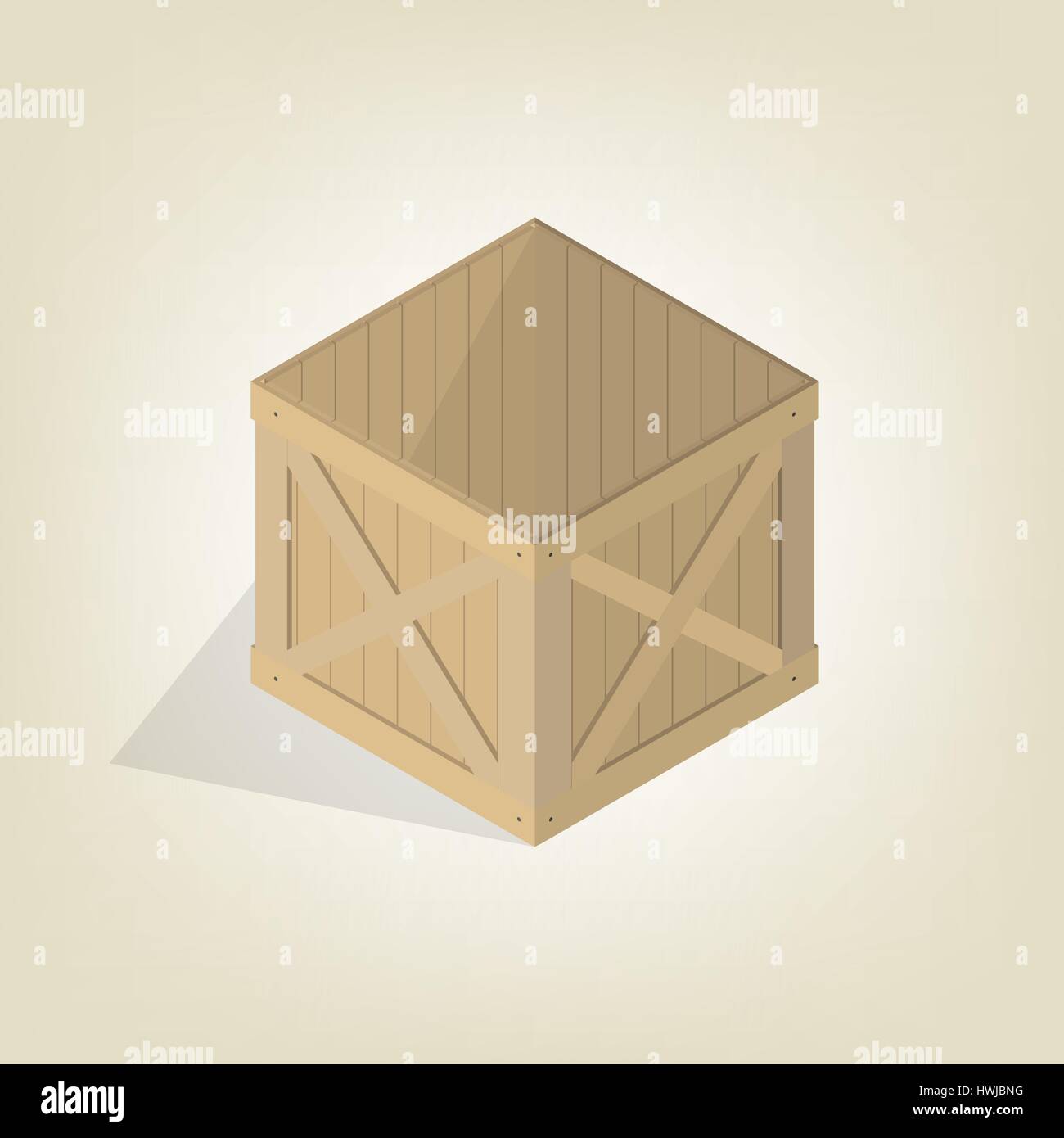 Realistic wooden container for transportation cargo, isolated on a ...