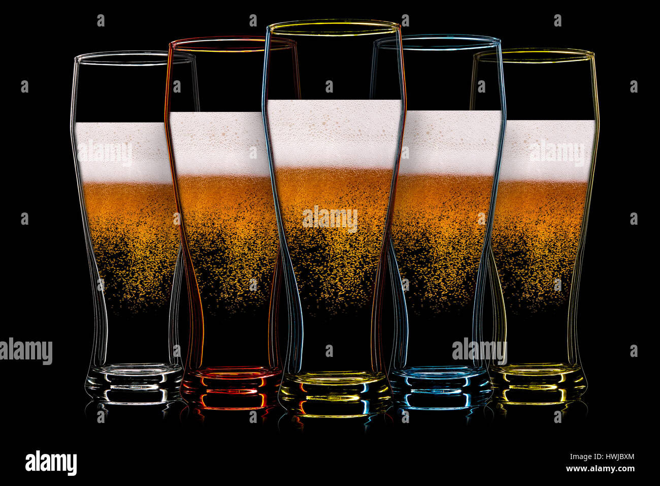 Silhouette of color beer glass on black background Stock Photo - Alamy