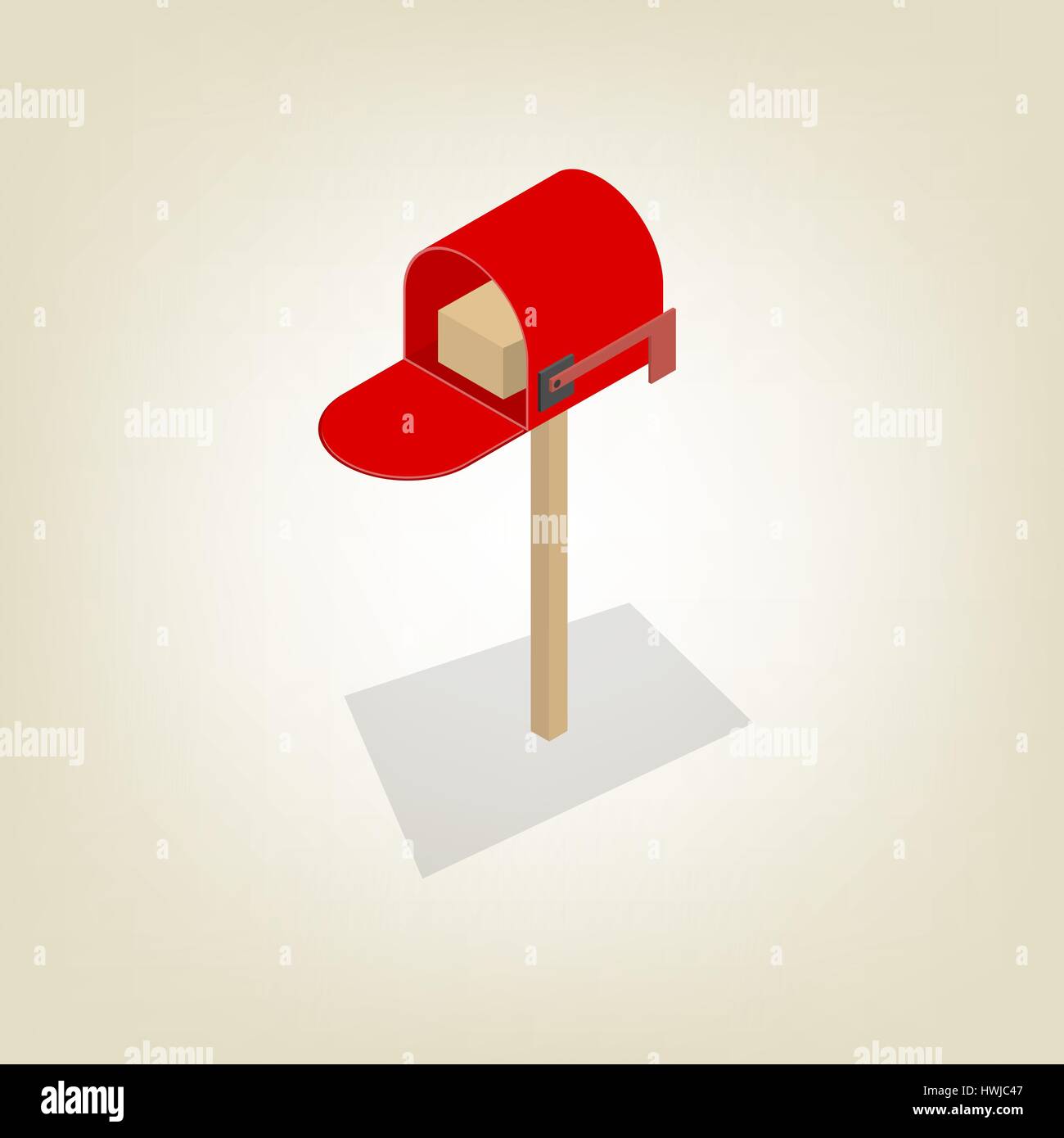 American colored mailbox isolated on white background. Flat 3D ...