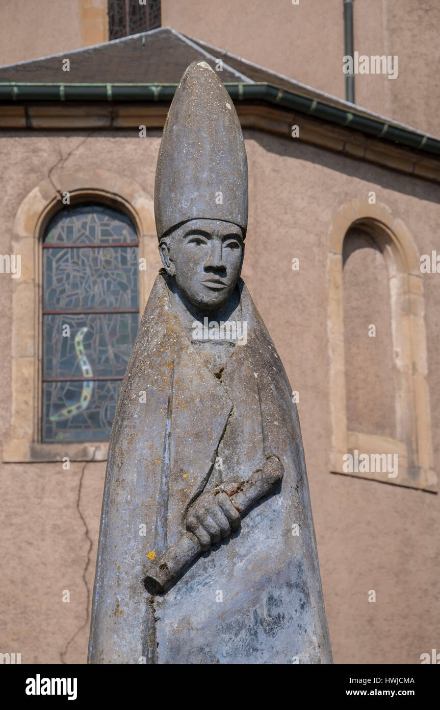 Saint figure in front of St Willibrord Basilica, Echternach, The Grand ...