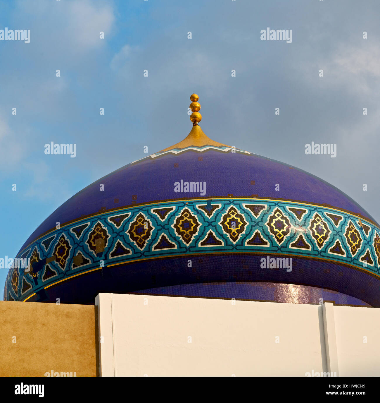 minaret and religion in clear sky in oman muscat the old mosque Stock ...