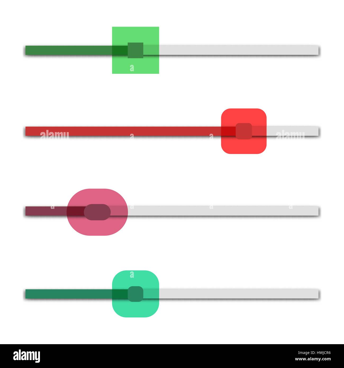 Set of horizontal sliders of different shapes isolated on white ...