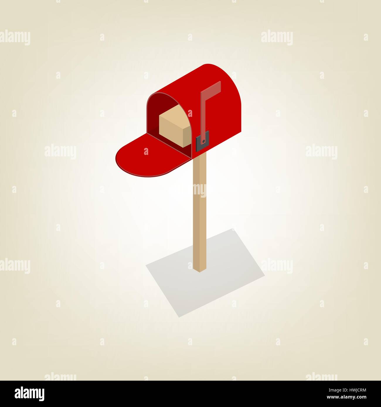 American colored mailbox isolated on white background. Flat 3D ...