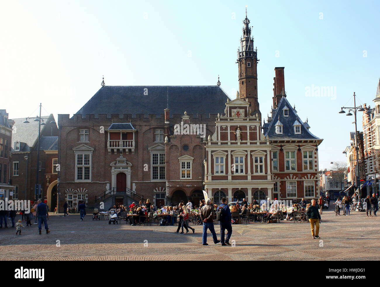 Central market square (Grote Markt) of Haarlem, Netherlands with 14th ...