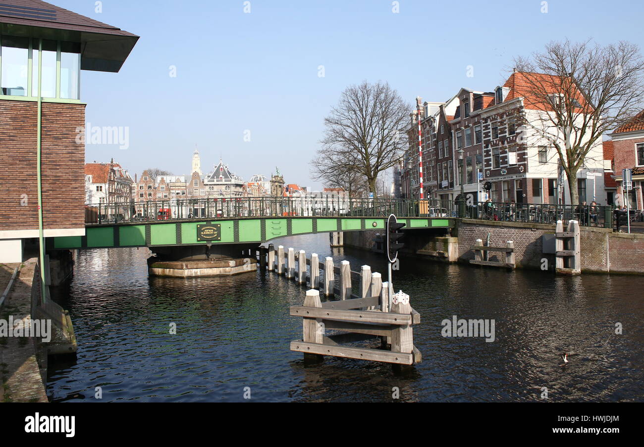 Melkbrug (Milk Bridge), late 19th century cast iron bridge over Spaarne ...