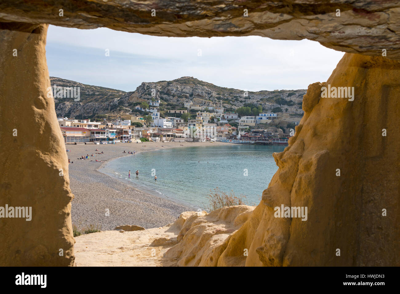 Caves, beach of Matala, Matala, Crete, Greece Stock Photo - Alamy
