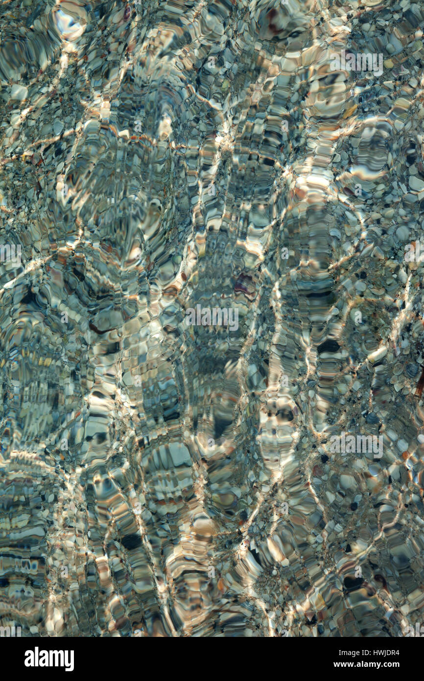 Bottom of sea in sun summer day. View from above. Nature water ...