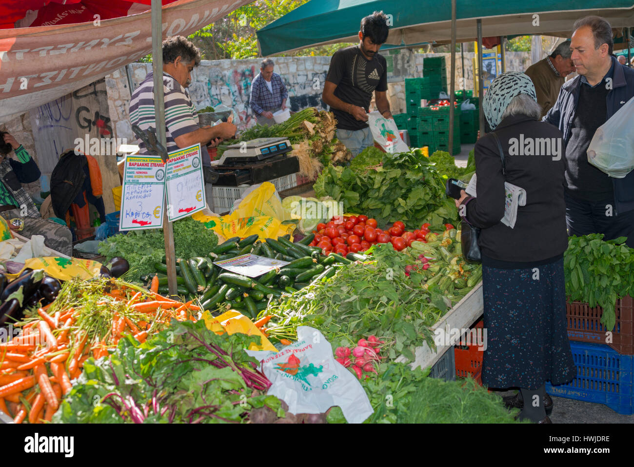 Weekly market, Chania, Crete, Greece Stock Photo - Alamy