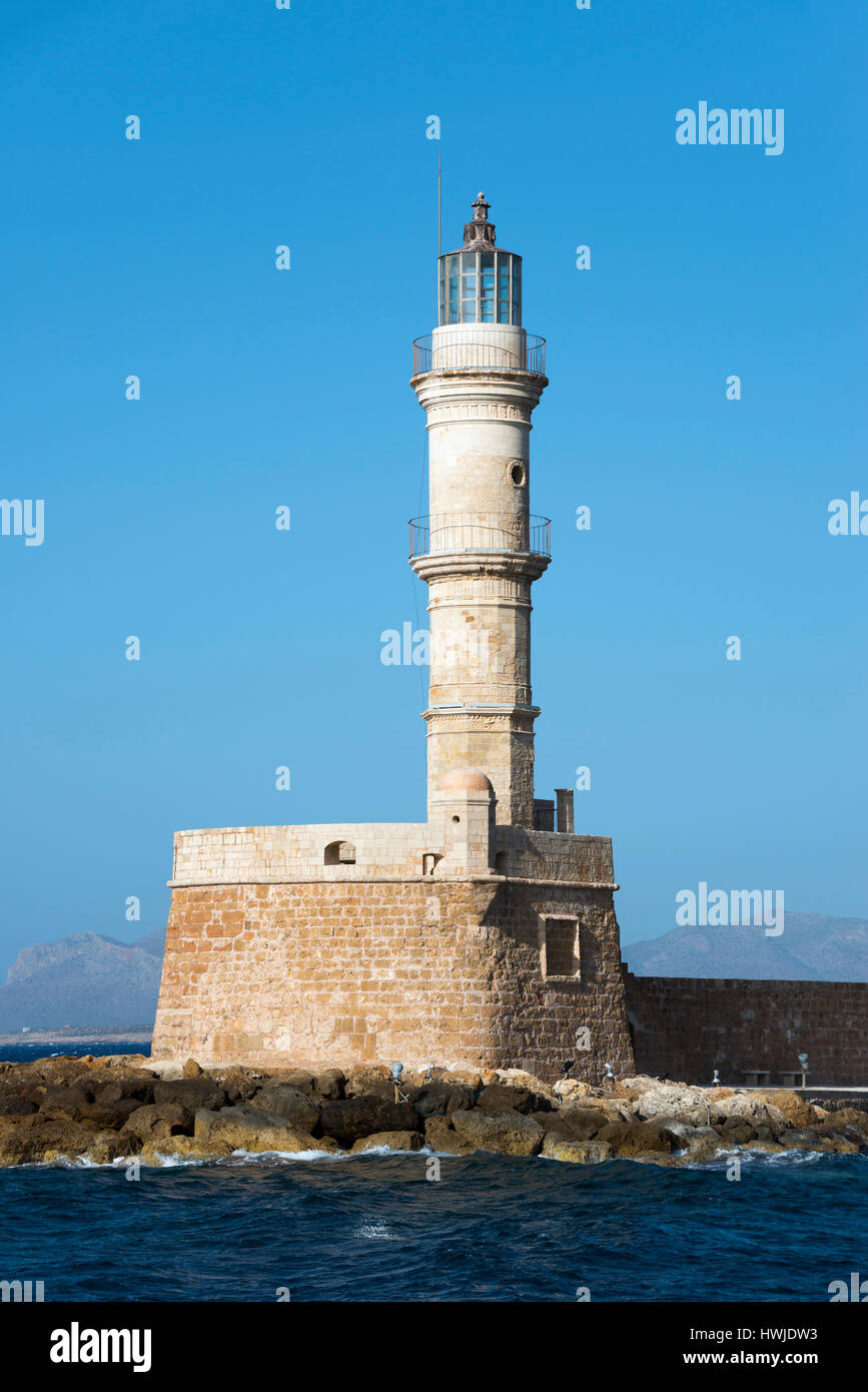 Lighthouse, Chania, Crete, Greece Stock Photo - Alamy
