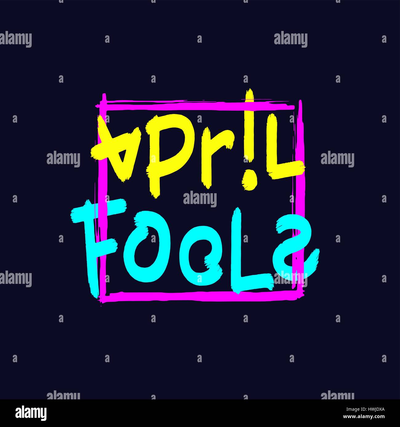 April Fools. Artistic hand drawn festive poster. Grunge brush style ...