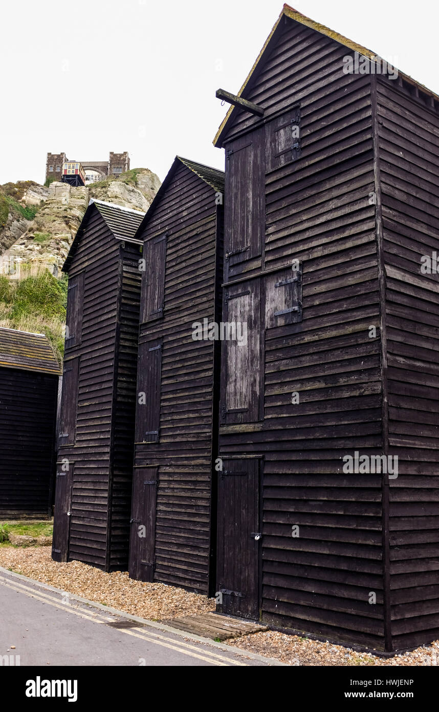 Fishermans huts hastings hi-res stock photography and images - Alamy