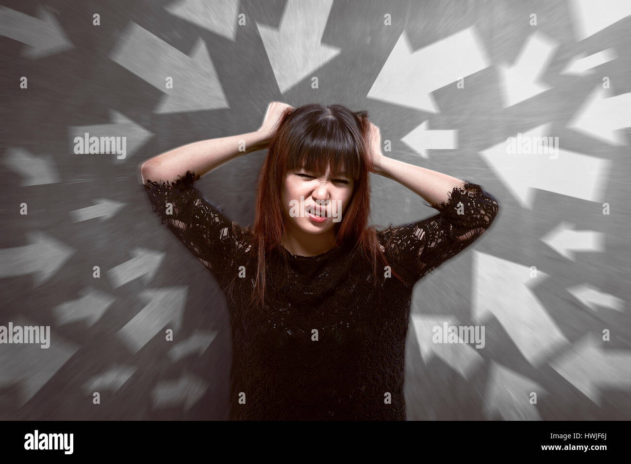 Desperate asian woman stress hi-res stock photography and images - Alamy