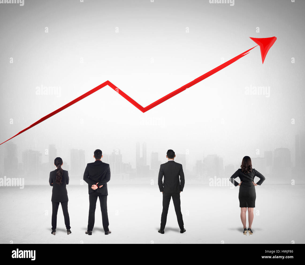 Business team watching sales grow up on the background Stock Photo - Alamy