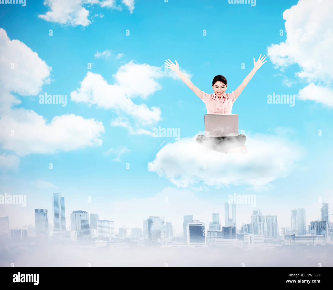 Computer woman cloud concept hi-res stock photography and images - Alamy