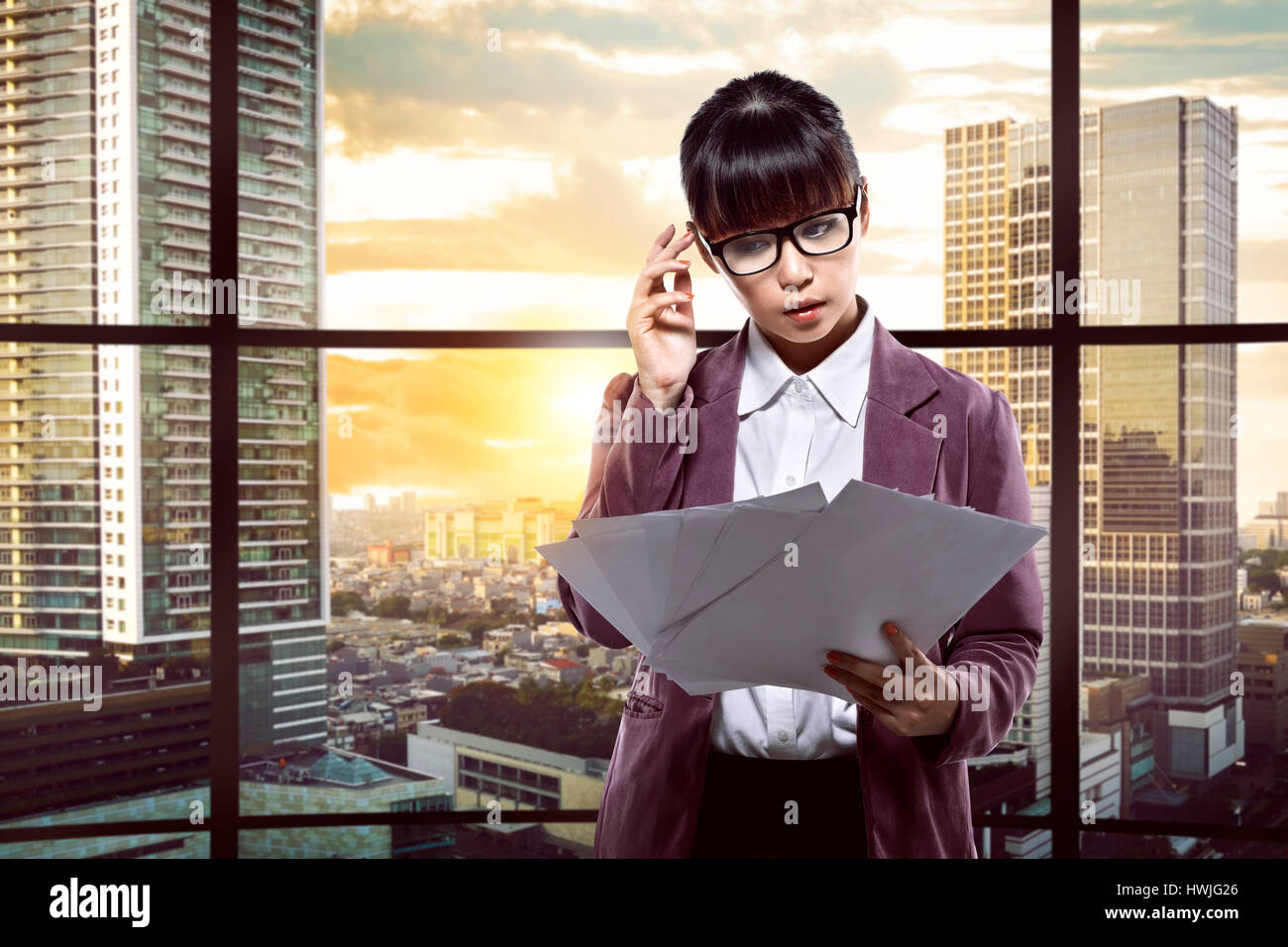 Business woman accountant thinking hi-res stock photography and images ...