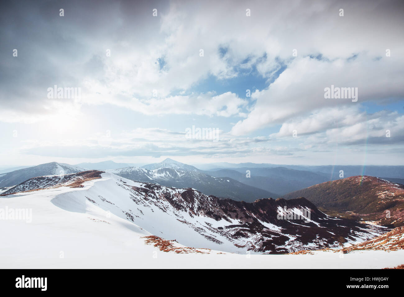 Colorful spring day over the mountain ranges in the national park ...