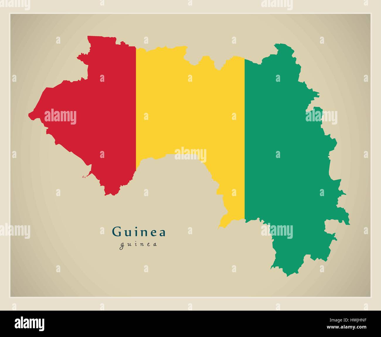 Modern Map - Guinea flag colored GN Stock Vector Image & Art - Alamy