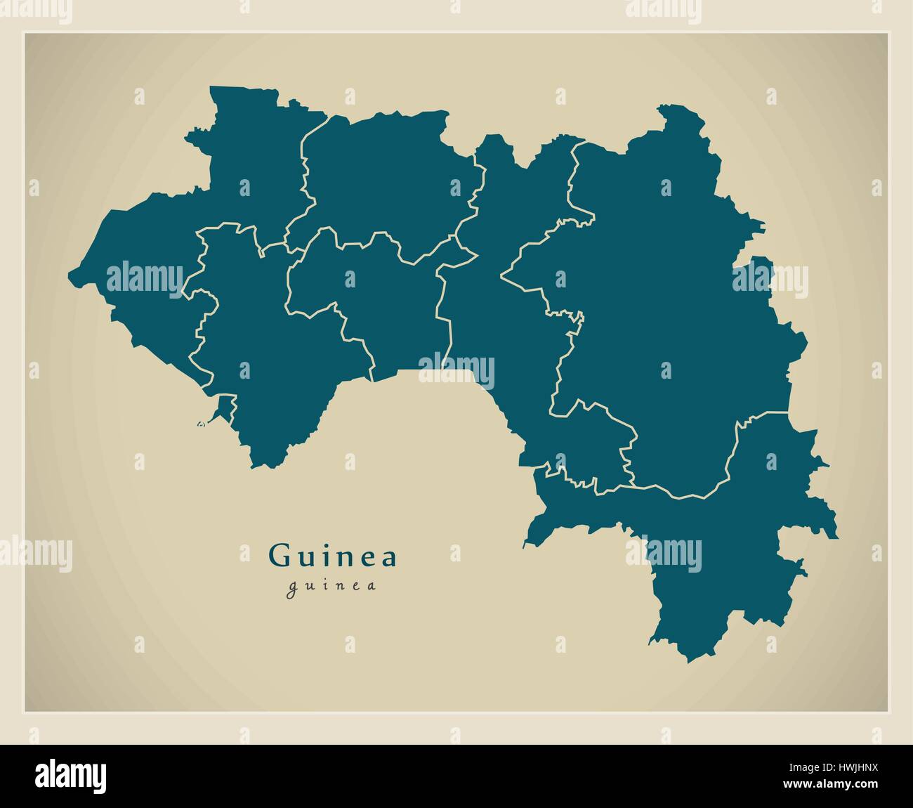 Modern Map - Guinea with regions GN Stock Vector Image & Art - Alamy