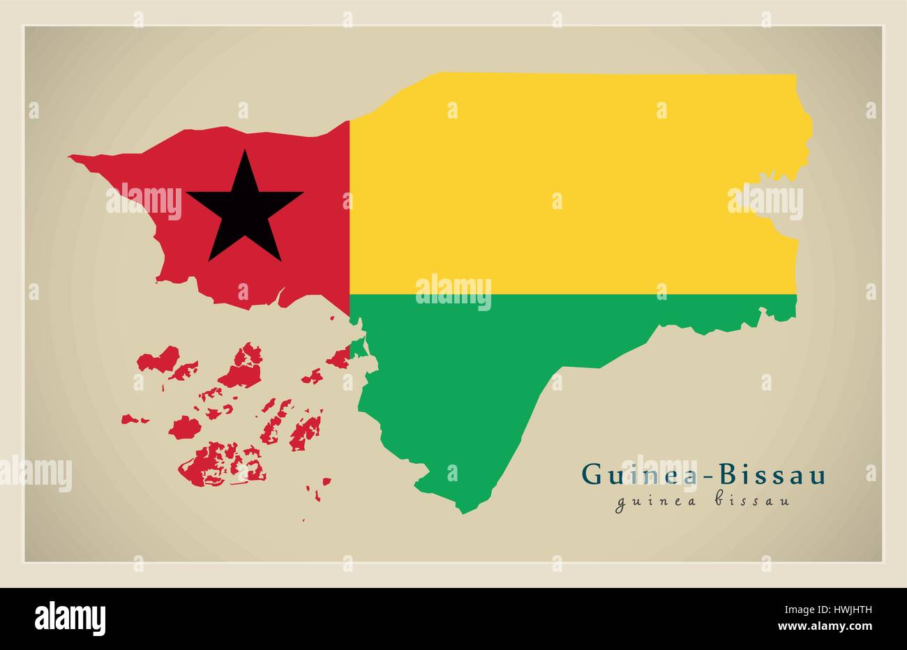 Modern Map - Guinea-Bissau with flag GW Stock Vector Image & Art - Alamy