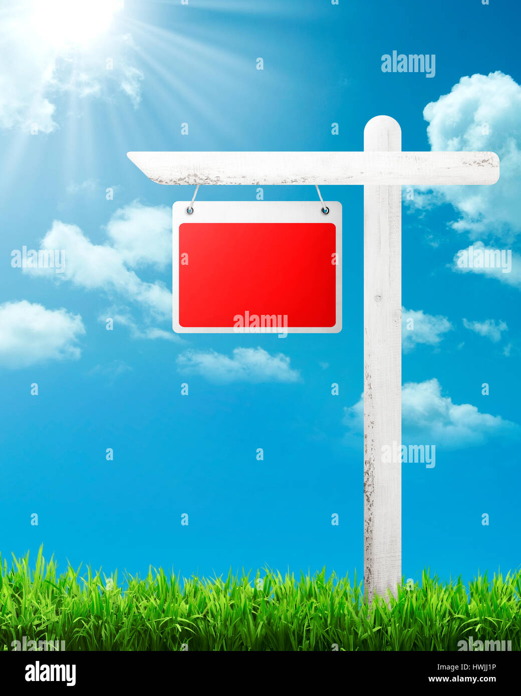 Blank wooden sign with blue sky background. You can put your text on ...