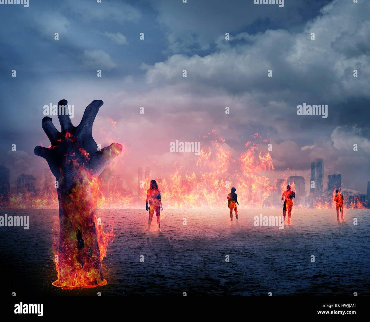 Zombie hand rising from grave hi-res stock photography and images - Alamy