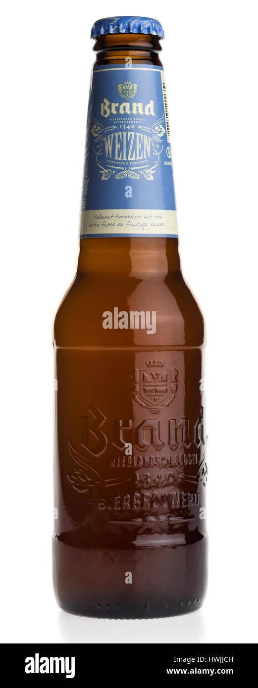 Bottle of Dutch Brand Weizen beer isolated on a white background Stock ...