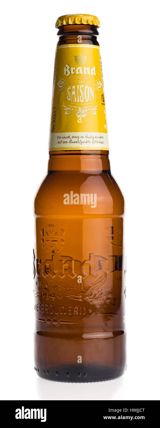 Bottle of Dutch Brand Saison beer isolated on a white background Stock ...