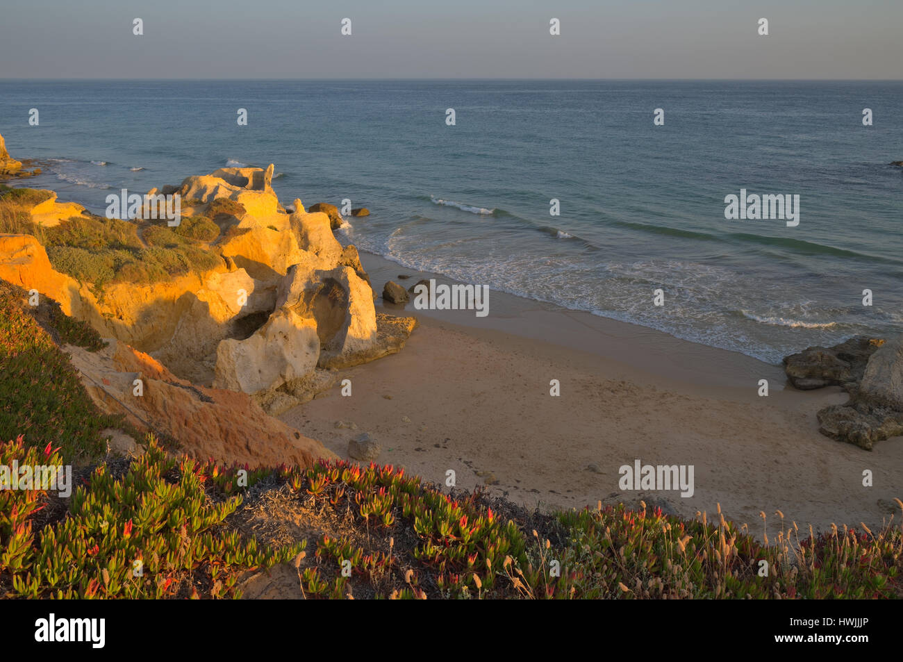 Chiringuitos Beach scenery during afternoon. Near Gale beach, Albufeira ...