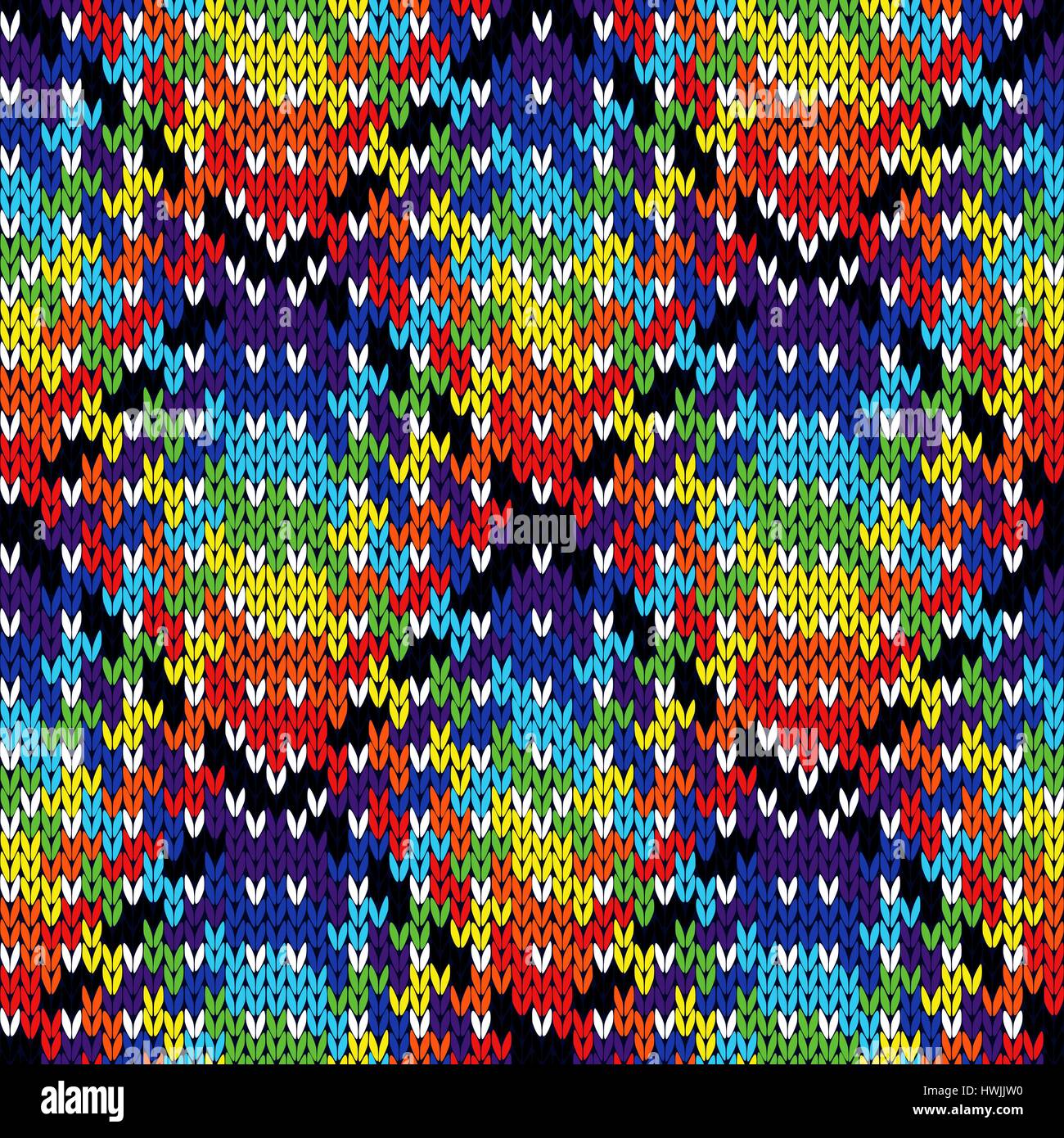 Ornate knitting seamless vector multicolour pattern as a fabric texture ...