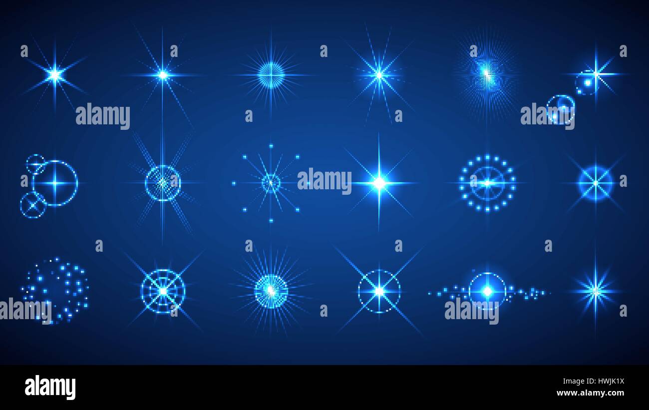 Light effects set. Vector illustration of abstract glowing lights ...
