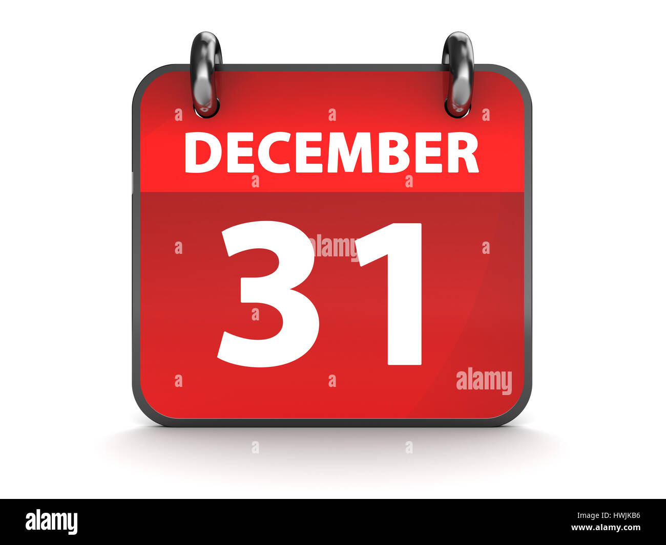 3d illustration of calendar with 31th december page, over white background Stock Photo - Alamy