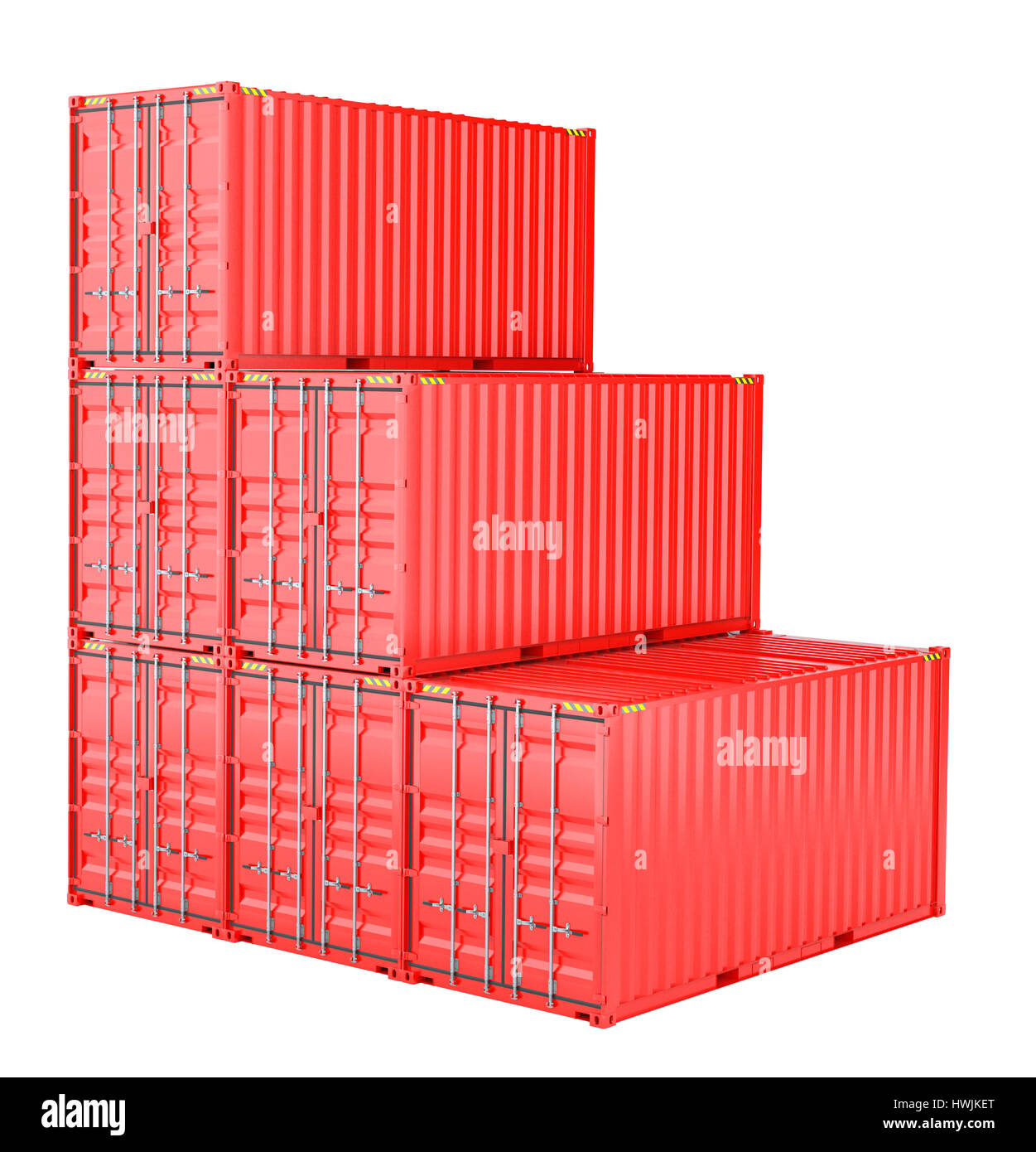 Stacked red cargo containers over white Stock Photo - Alamy