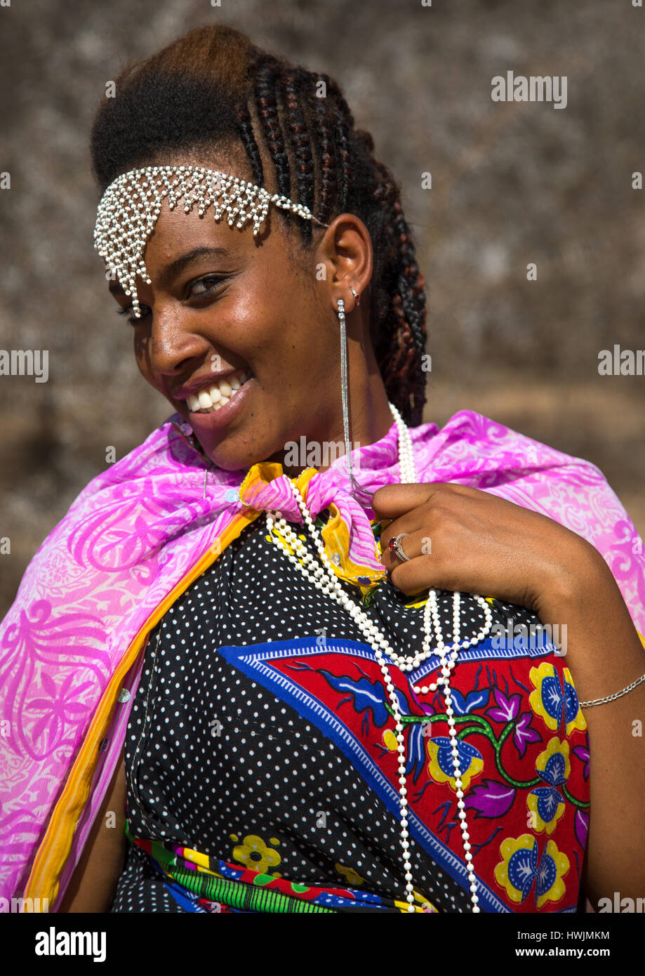 Portrait of a smiling Borana tribe woman during the Gada system ...