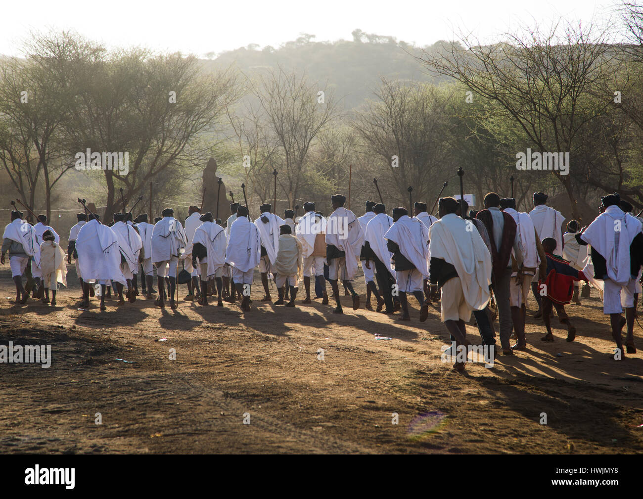 Borana tribe men with their ororo sticks during the Gada system ...
