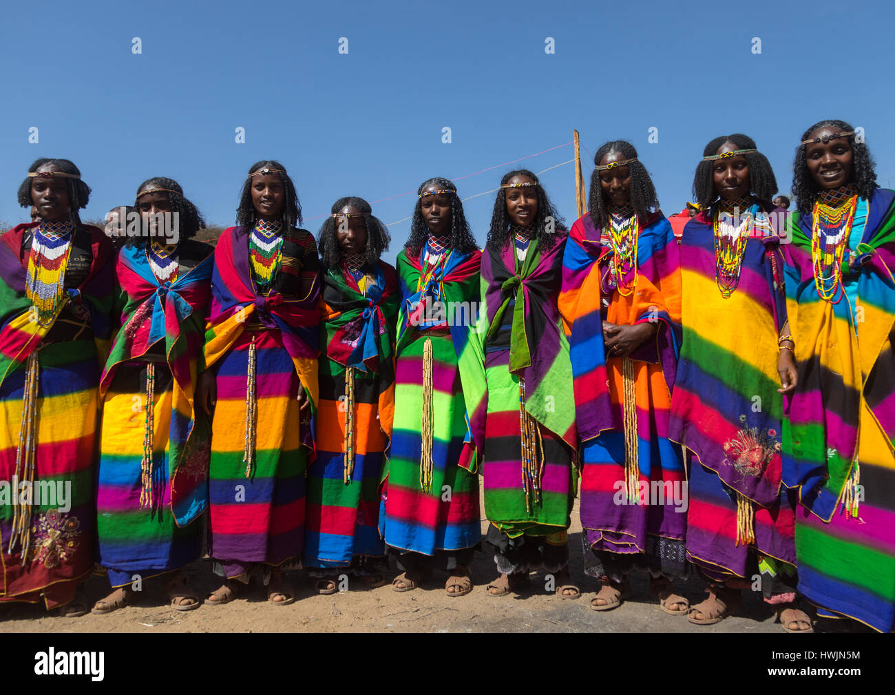 Borana tribe virgin girls during the Gada system ceremony, Oromia ...