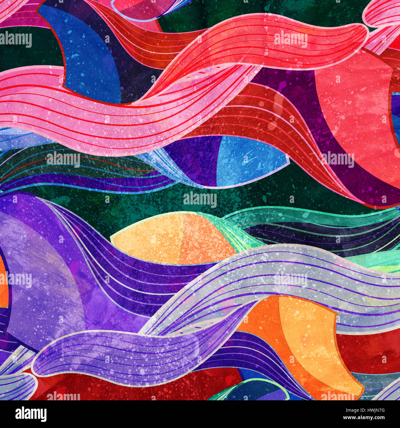 Abstract bright colorful background with different wavy elements Stock ...