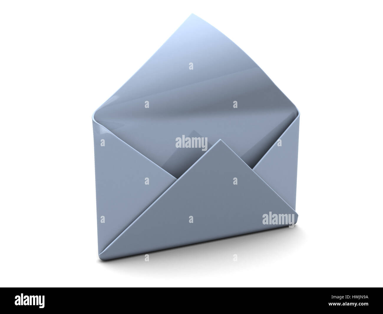 3d illustration of opened blue envelope over white background Stock ...