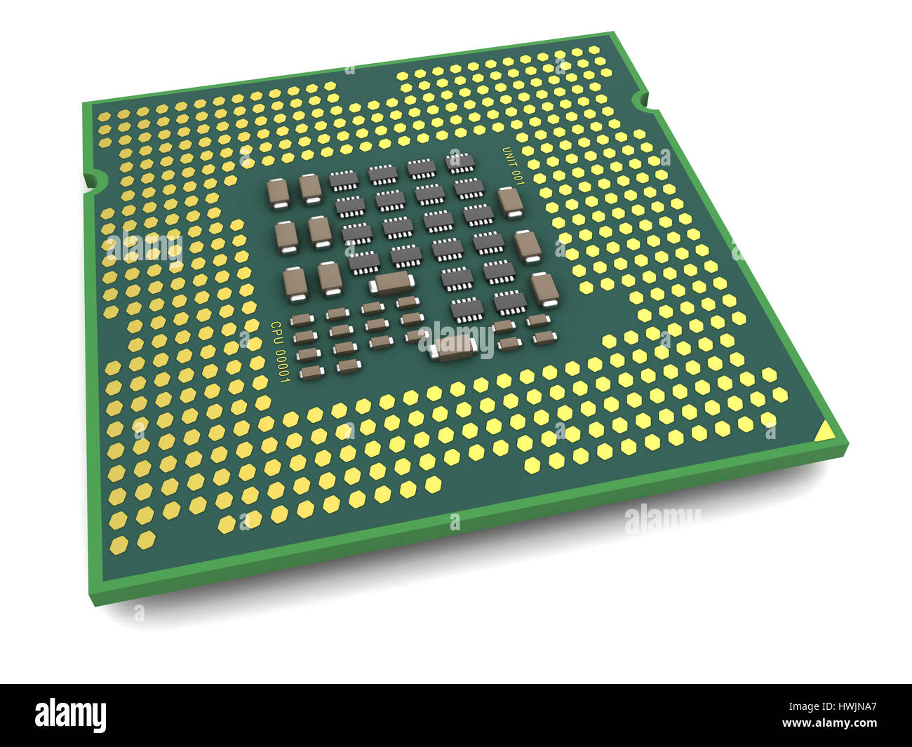 3d illustration of processor bottom view Stock Photo - Alamy